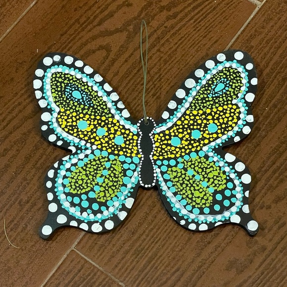Hand Crafted | Accents | Hand Painted Wood Butterfly Sign With Hanger ...